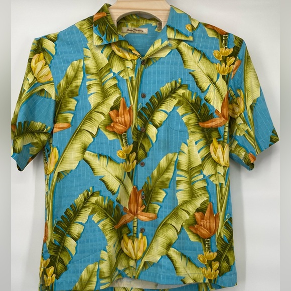 Tommy Bahama | Shirts | Tommy Bahama Large Turquoise 0 Silk Camp Shirt ...